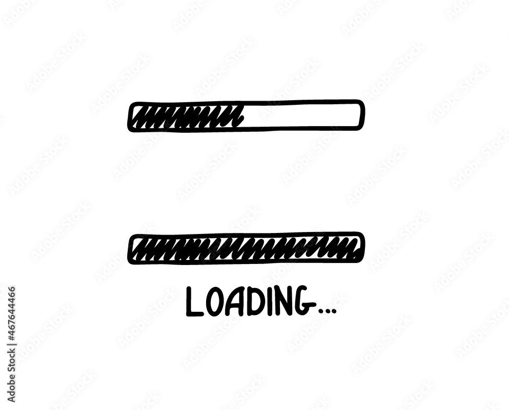 Loading bar doodle icon. Progress loading bar. Hand drawn sketch ...