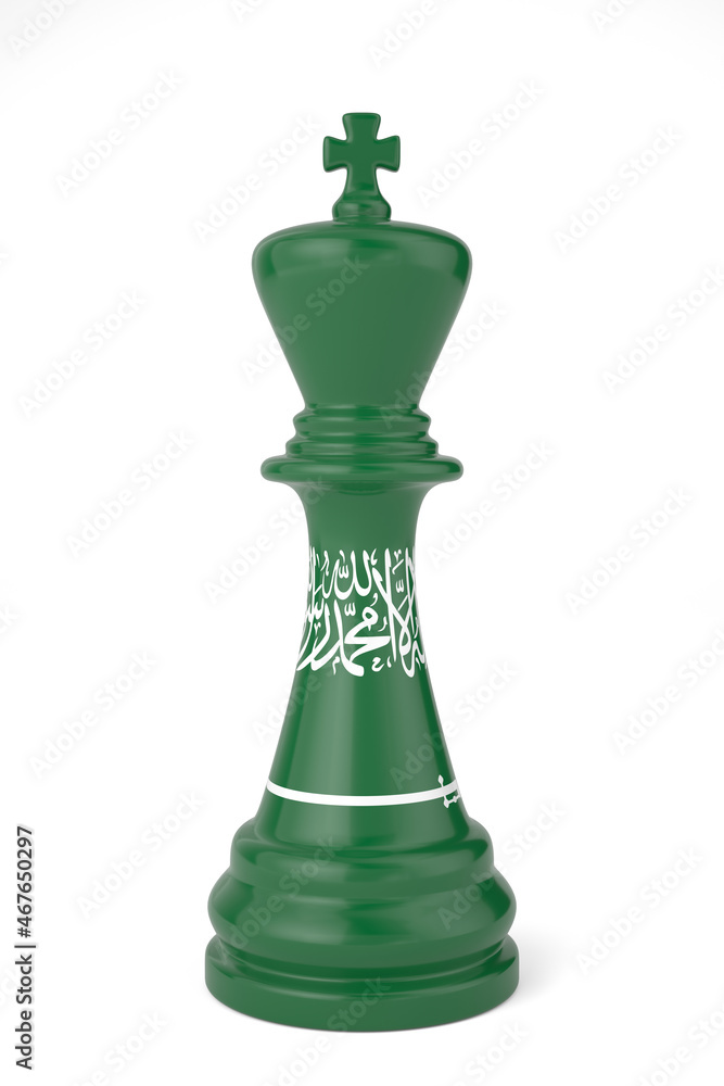 Saudi Arabia flag paint over on chess king, chess Isolated On White ...