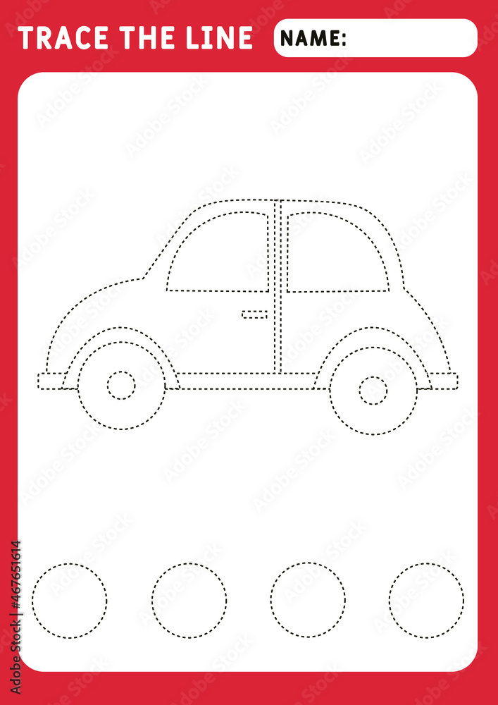 little car. Preschool worksheet for practicing fine motor skills ...