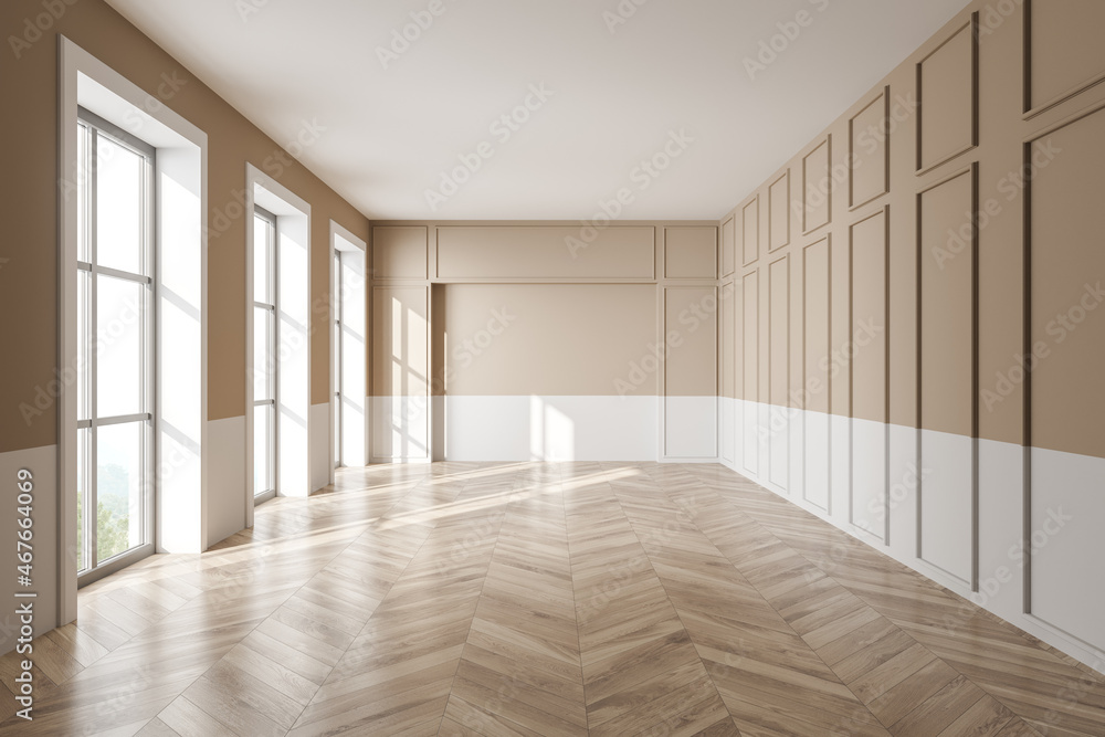 Empty beige and white living room Stock Illustration | Adobe Stock