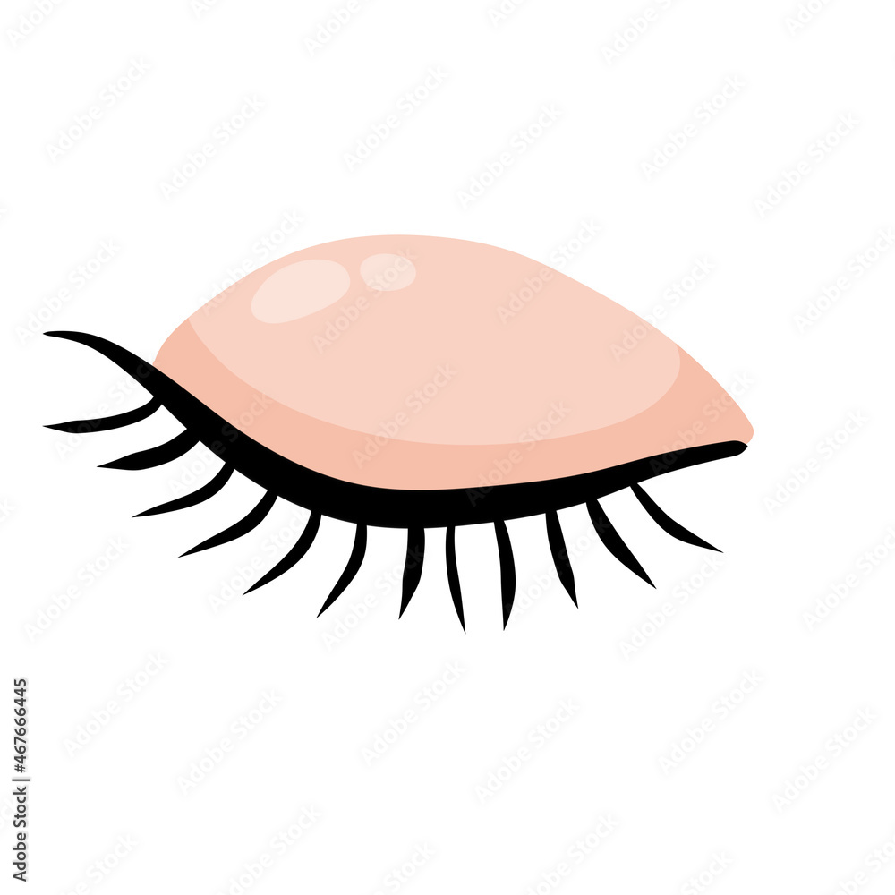 Closed eye. Detail of face. Eyelid with eyelashes. Flat cartoon ...