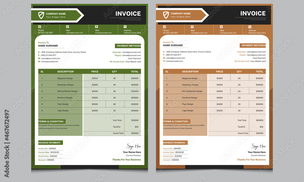 Simple minimalist new clean bill form company modern professional ...