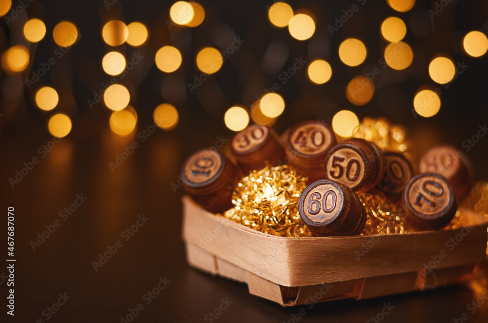 wooden numbers in a box with lights for sale Stock Photo | Adobe Stock