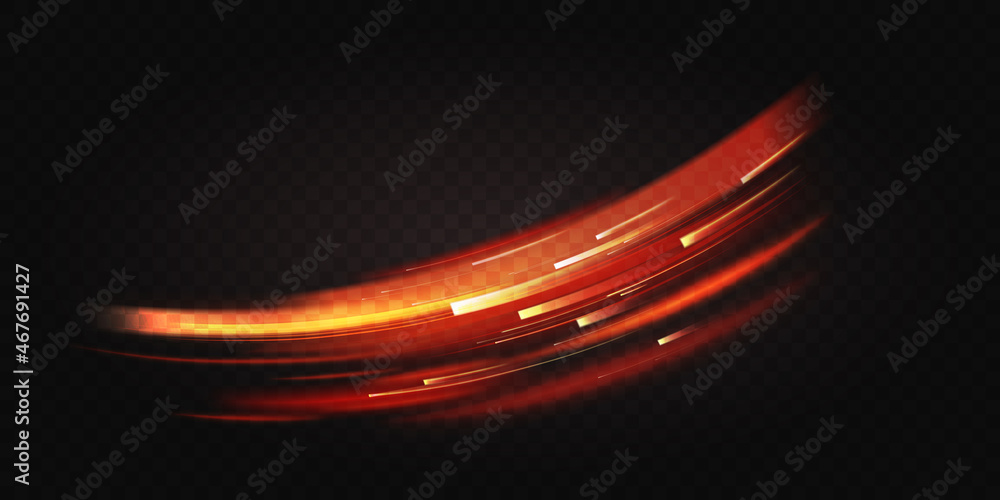 Red light abstract effect, curve shape neon speed motion vector ...