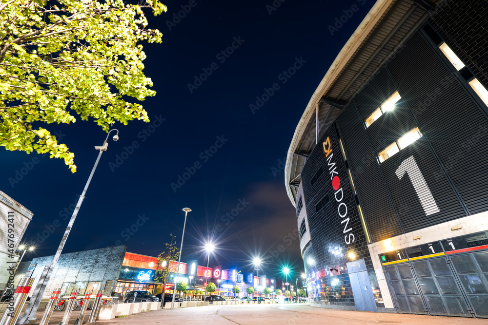 Milton Keynes,England-September 2021: Stadium MK Dons at night.Stadium ...