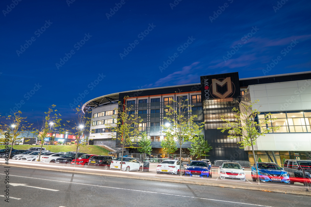 Milton Keynes,England-September 2021: Stadium MK Dons at night.Stadium ...