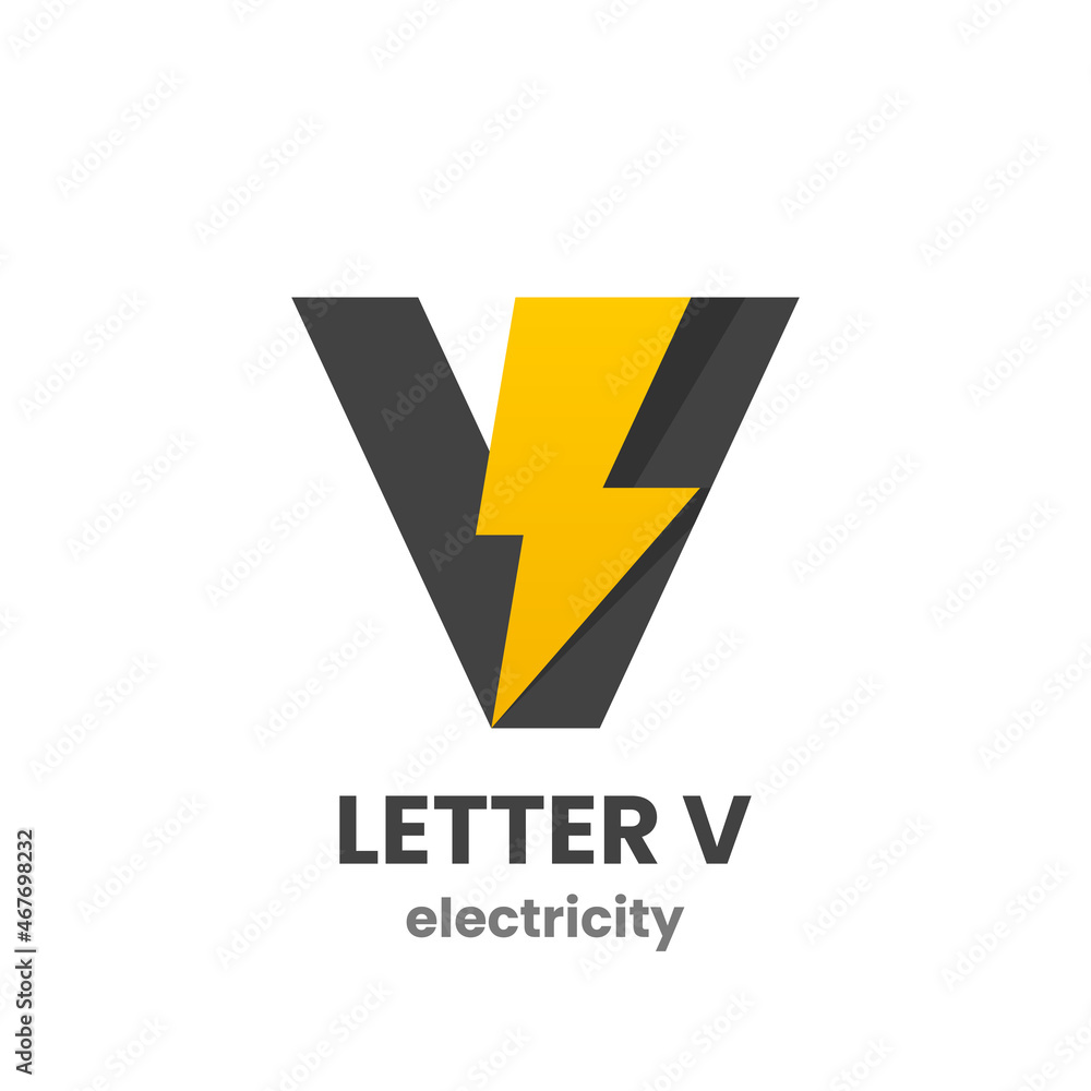 Letter V electricity logo template. Abstract lightning letter. Stock ...