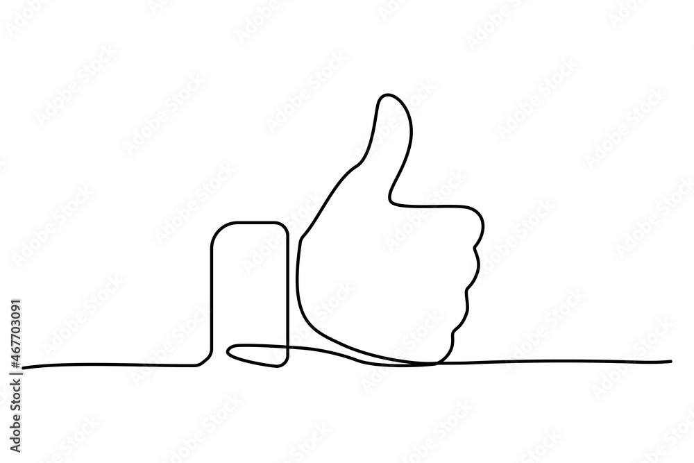 Thumb up black continuous line art icon for clients good review, hand ...