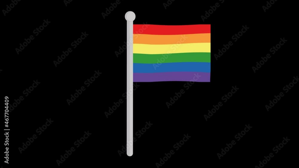 Looped animation of lgbt flag waving on a pole, with a transparent ...