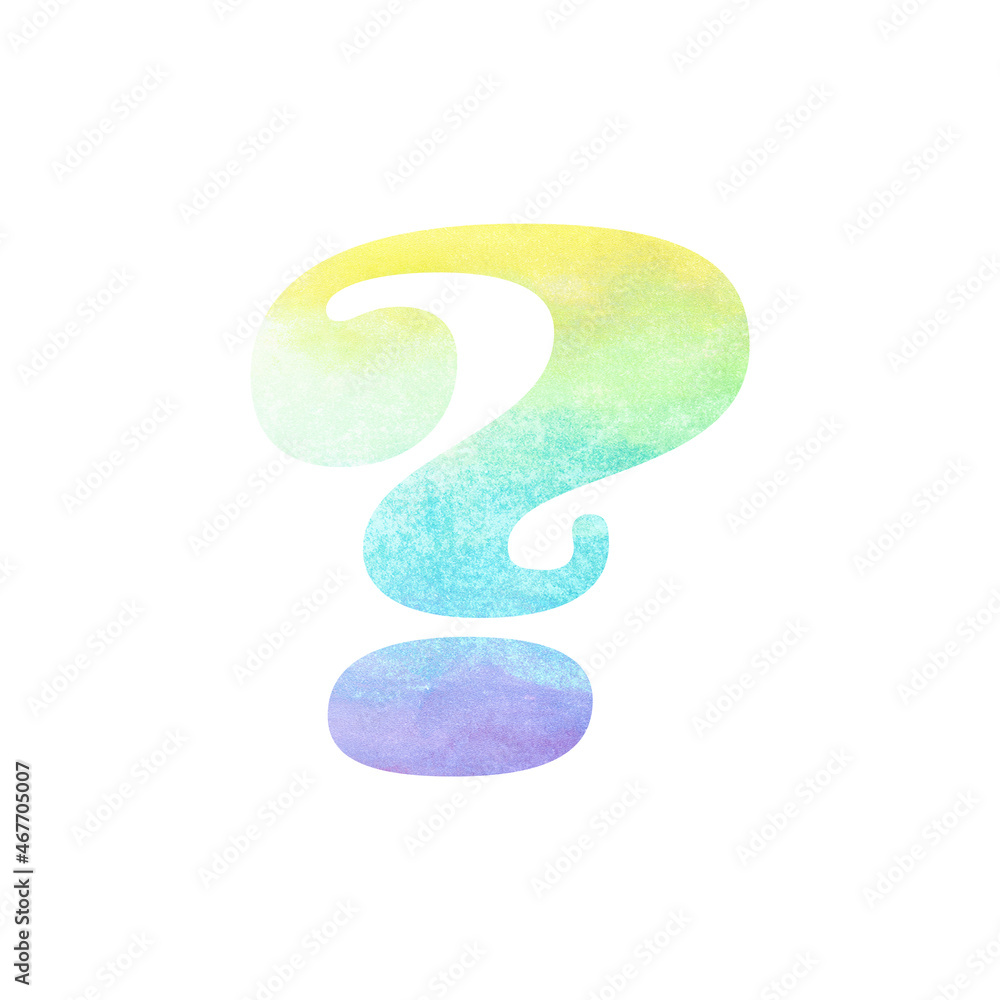 question mark, colorful watercolor font, isolated on white Stock ...
