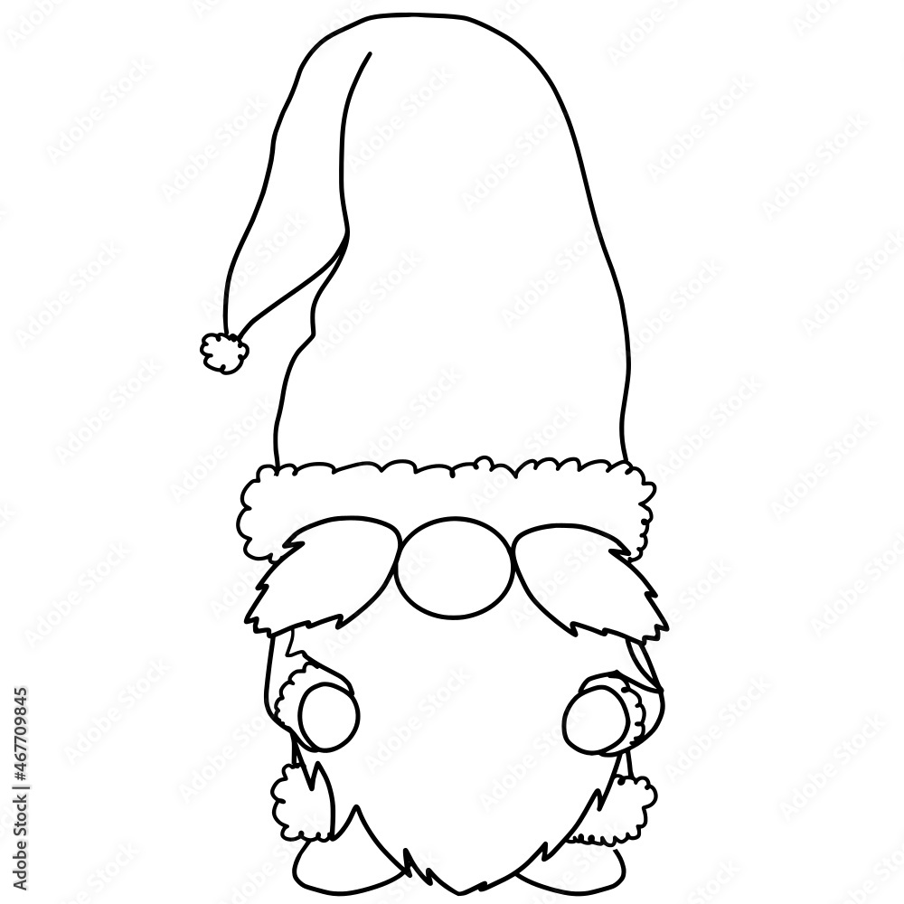 Christmas Gnome outline, Santa Gnome Stock Vector | Adobe Stock