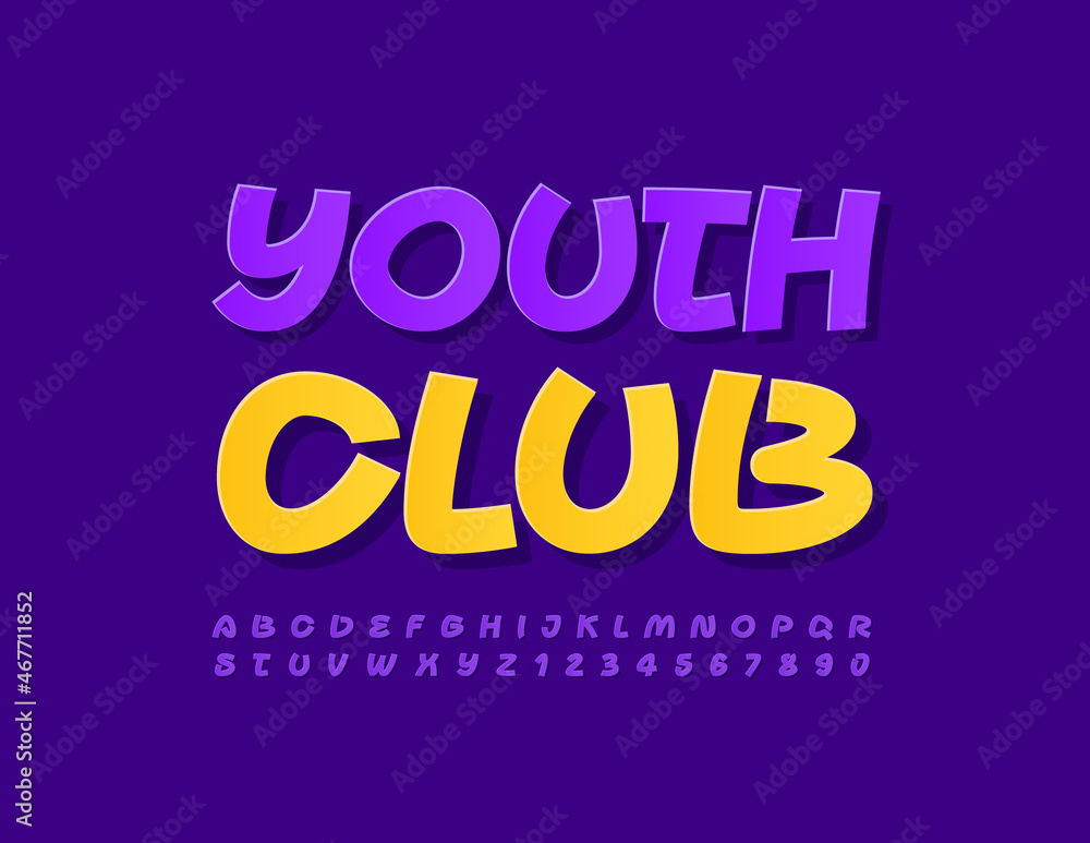 Vector modern banner Youth Club. Handwritten Font. Sticker style ...