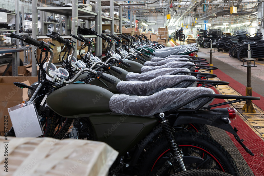 production of modern motorcycles on an industrial scale, large ...