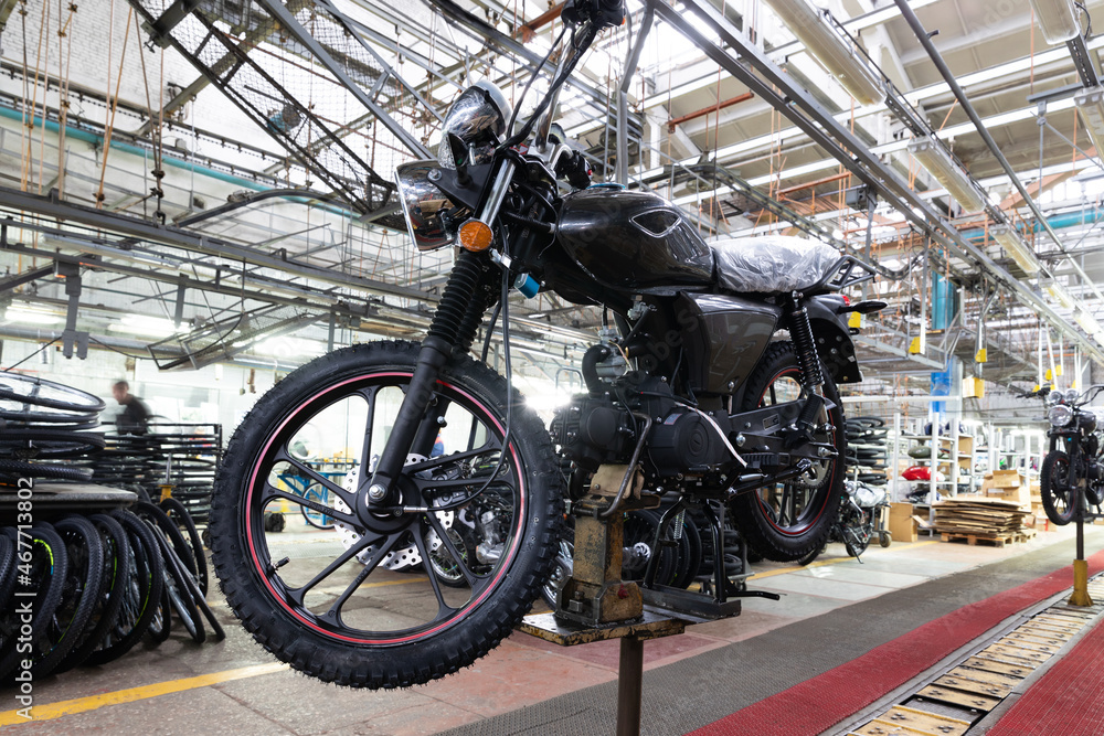 motorcycle assembly line in a modern factory Stock Photo | Adobe Stock