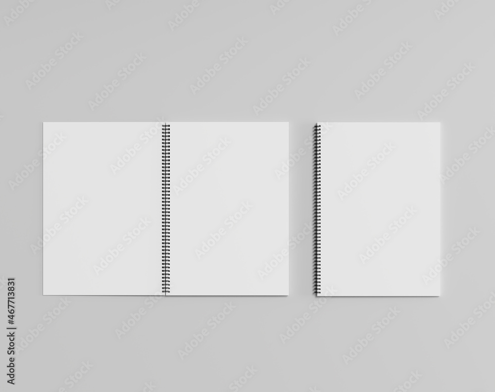 Blank open spring notebook on the empty background, notepad sheet Stock ...
