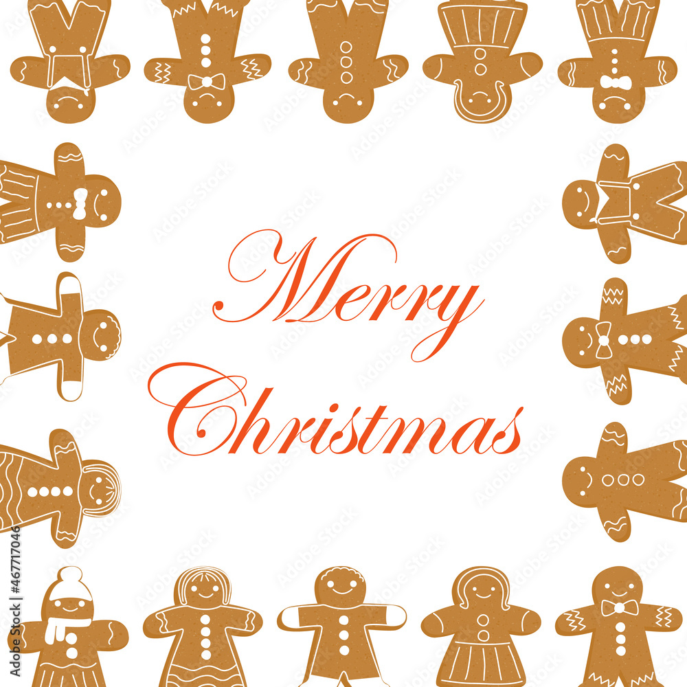 Ginderbread card frame template . Christmas New Year gingerbread man ...