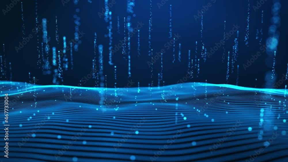 Abstract digital particle wave and lights background ,Animation digital ...