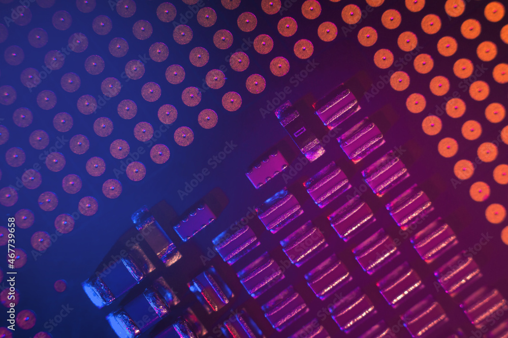 Macro close-up shot of a microchip, processor (CPU) concept of a high-tech control system for ...