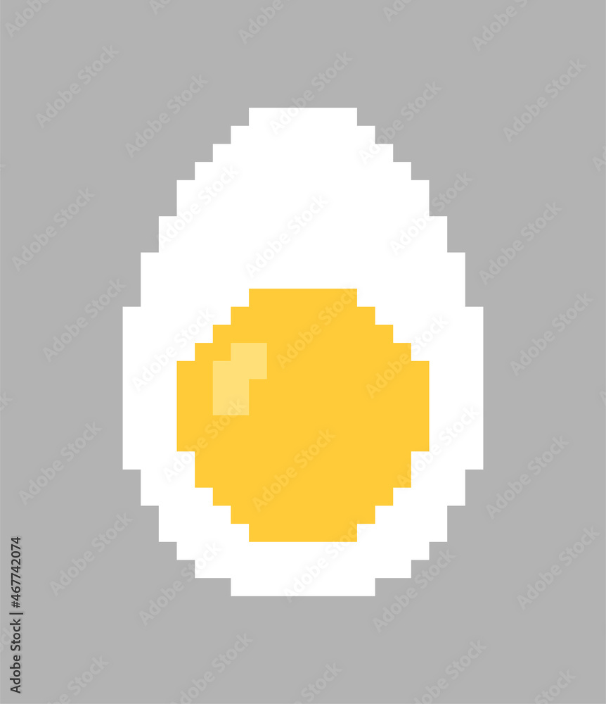 Boiled egg pixel art. Half an egg 8 bit. pixelated food vector ...
