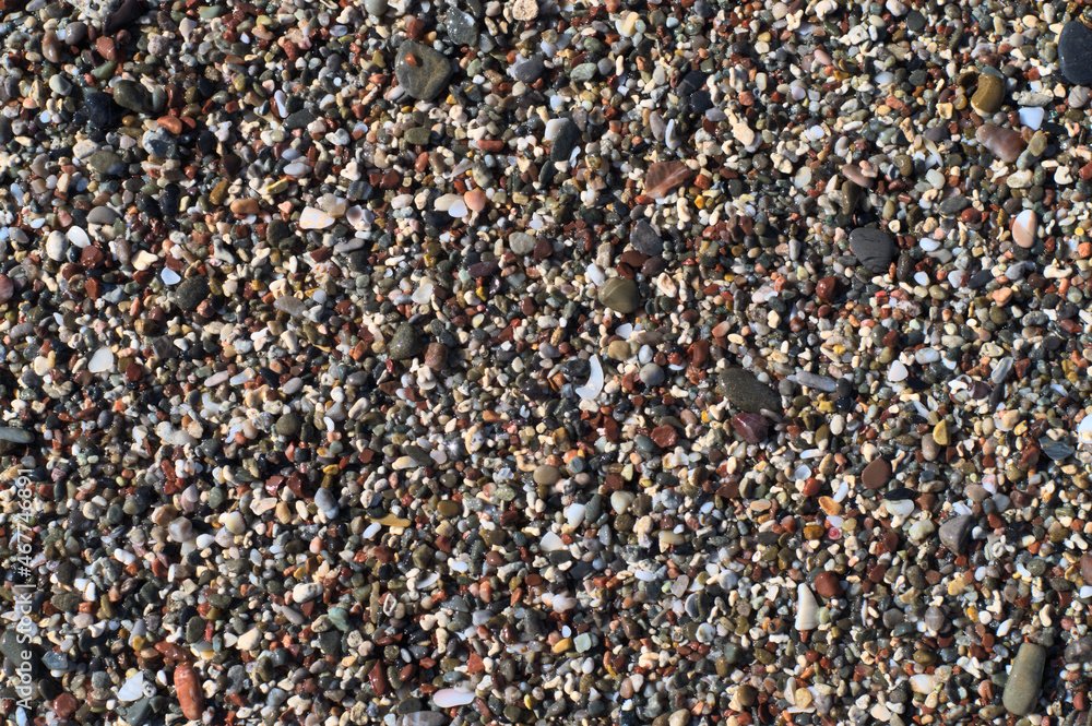 Beach sand of small, tiny pebbles and seashells Stock Photo | Adobe Stock