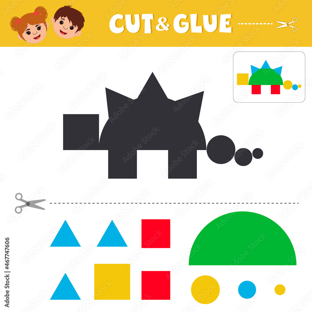 Educational game for kids. Make a dinosaur from geometric shapes ...