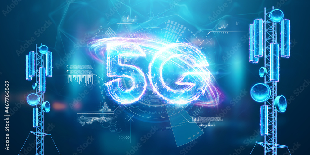 5G towers, fifth generation mobile communications, Wi-Fi and ...