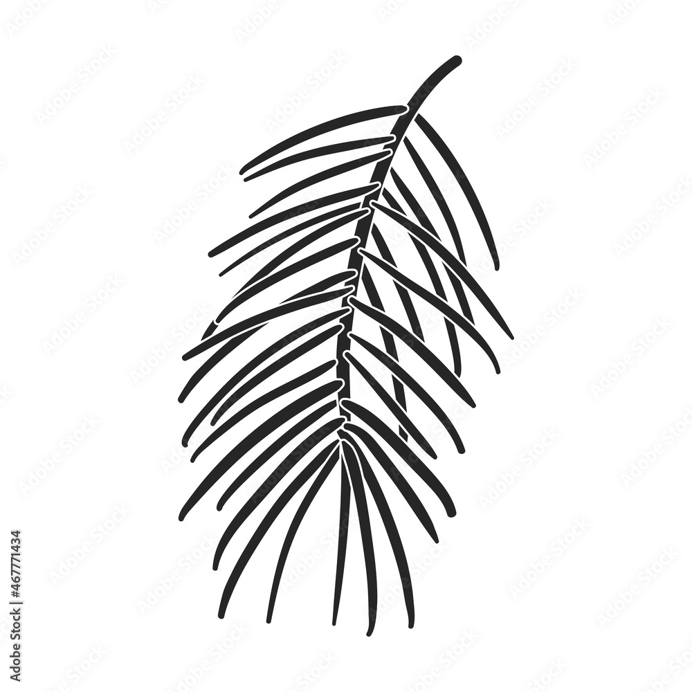 Twig pine isolated black icon. Vector illustration spruce twig pine on ...