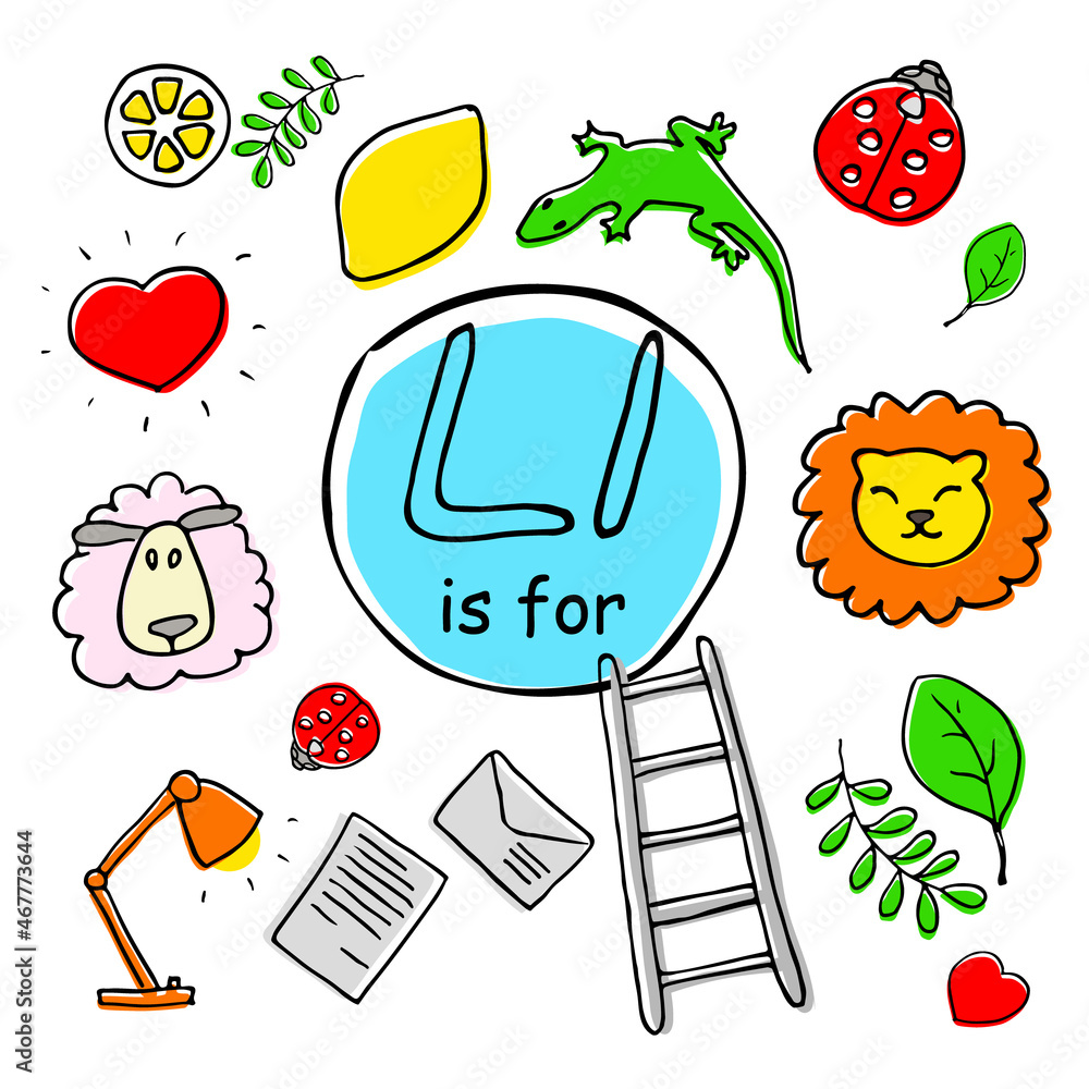 English alphabet with different isolated pictures, Poster with the ABC ...