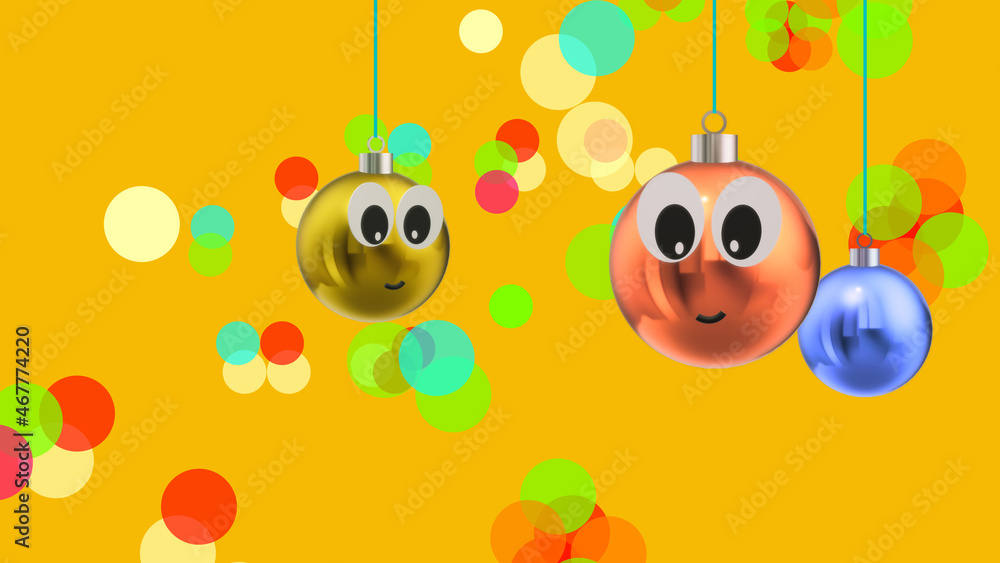 BIG CHRISTMAS BAUBLE BALLS. Face with expression, smile. Traditional ...