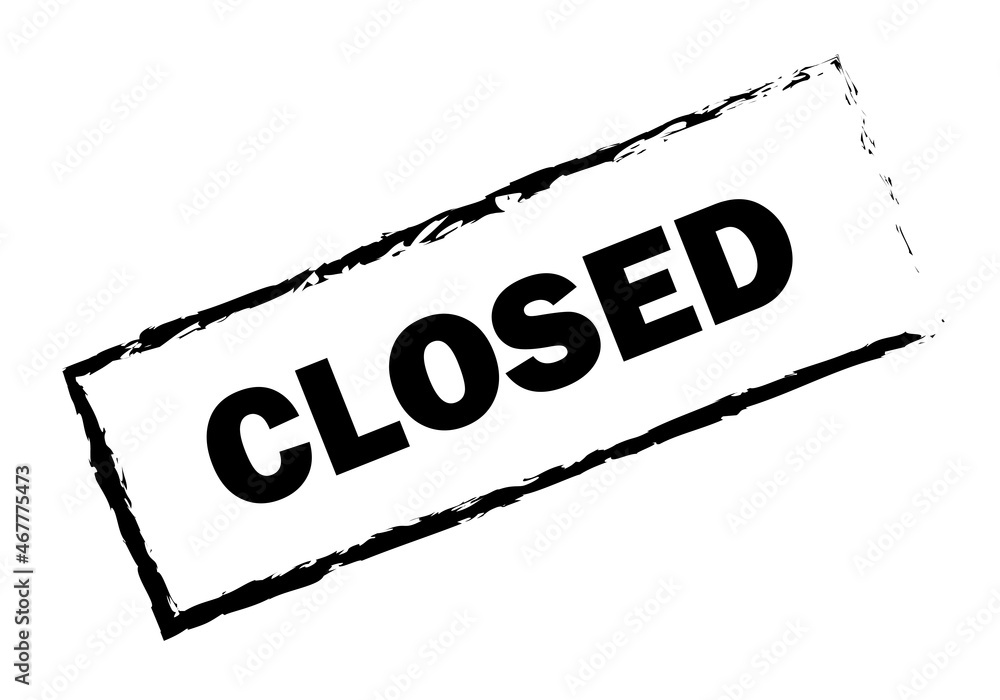 Sello con la palabra cerrado. Letrero de cerrado en negro sobre fondo ...