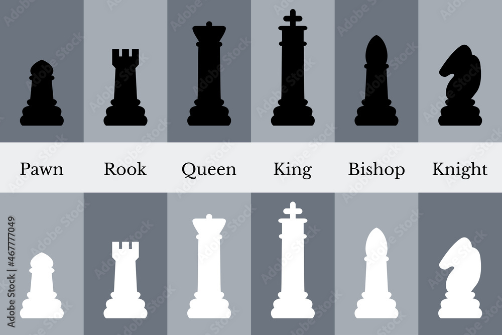 Names of chess pieces, vector silhouette drawing Stock-Vektorgrafik ...
