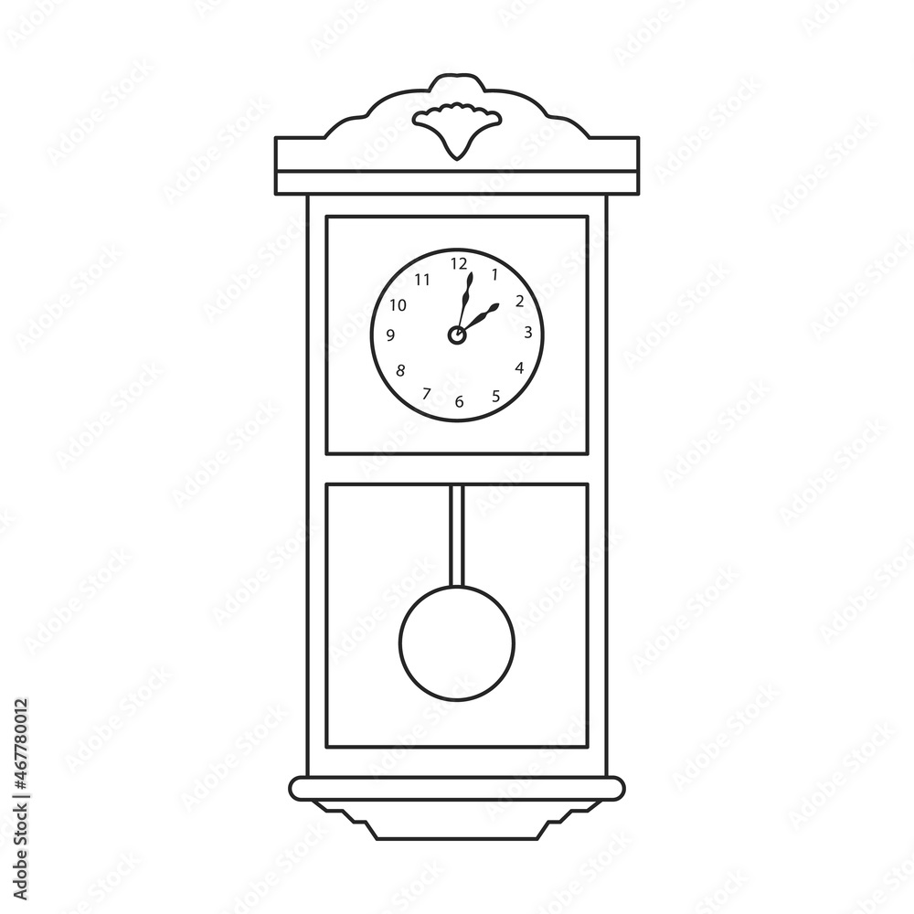 Antique clock isolated outline icon. Vector illustration old watch on ...