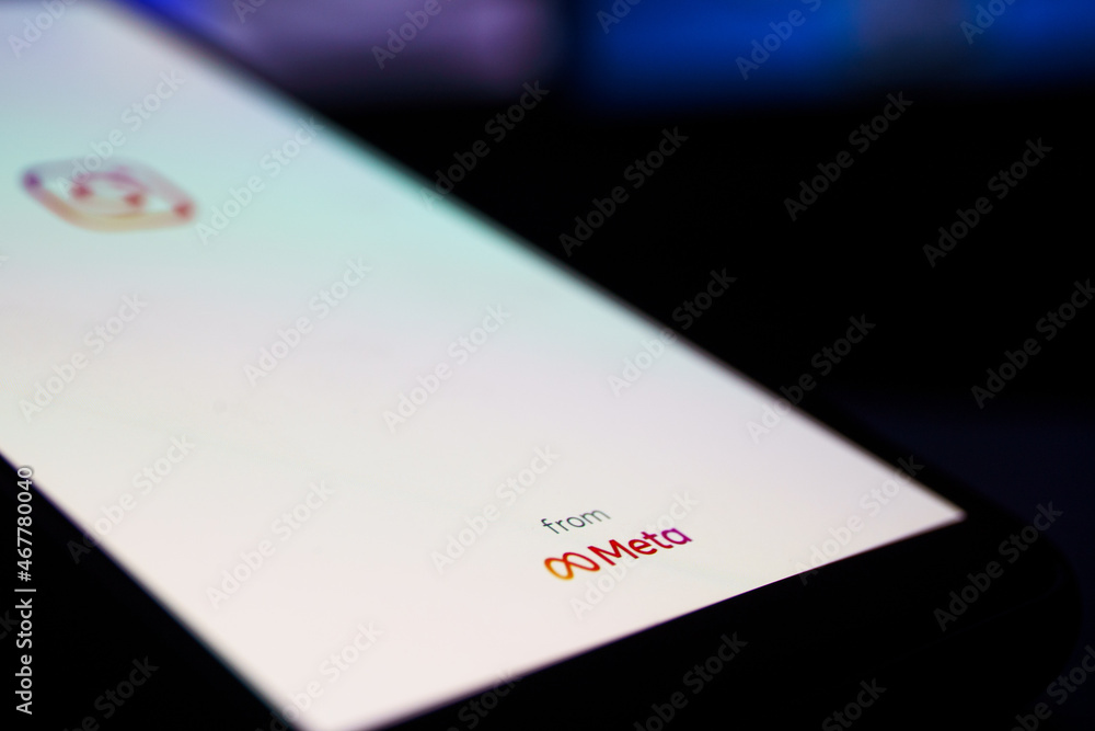 Meta company logo by Mark Zuckerberg and Facebook. Metaverse is where ...