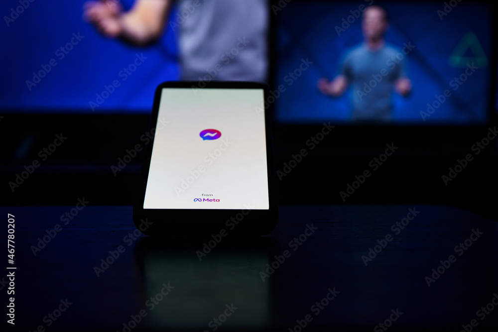 Meta company logo by Mark Zuckerberg and Facebook. Metaverse is where ...