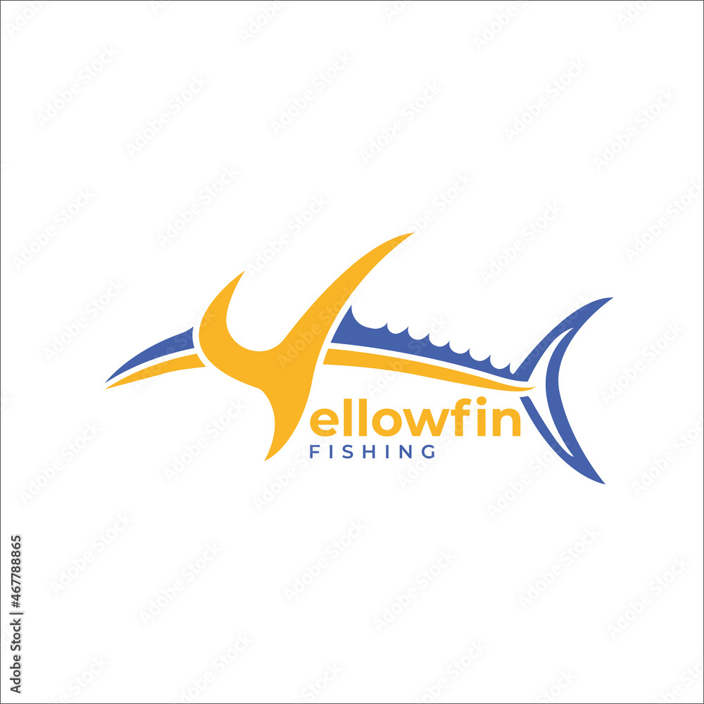 yellowfin fishing logo vector Stock Vector | Adobe Stock