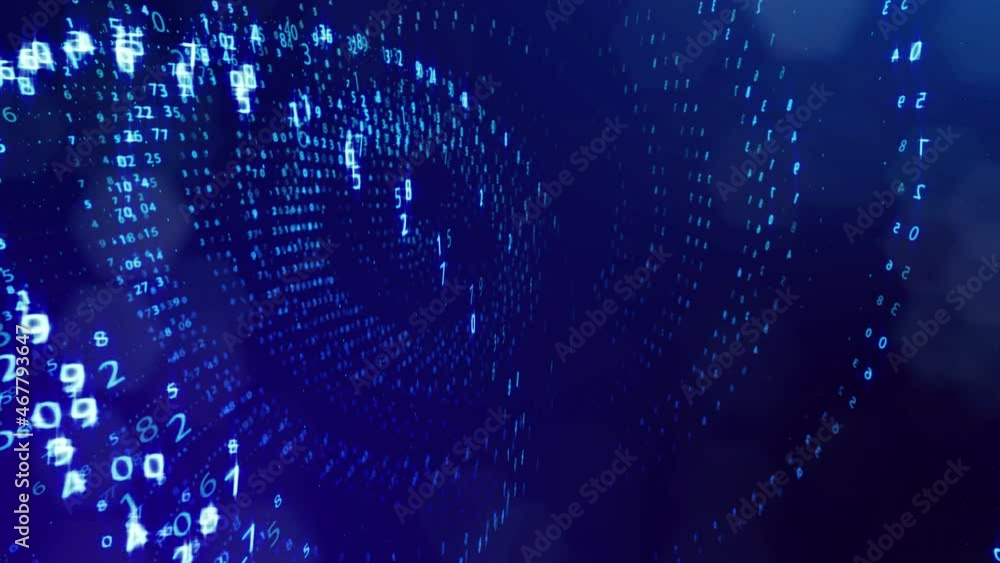 3d loop background, concept of digital data processing, calculation and visualization of ...