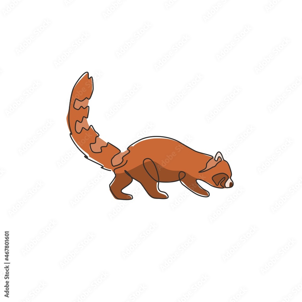 One single line drawing of funny red panda for company logo identity ...