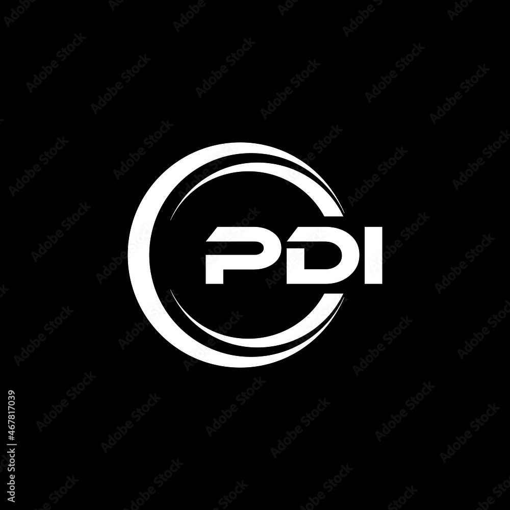 Vettoriale Stock PDI letter logo design with black background in ...