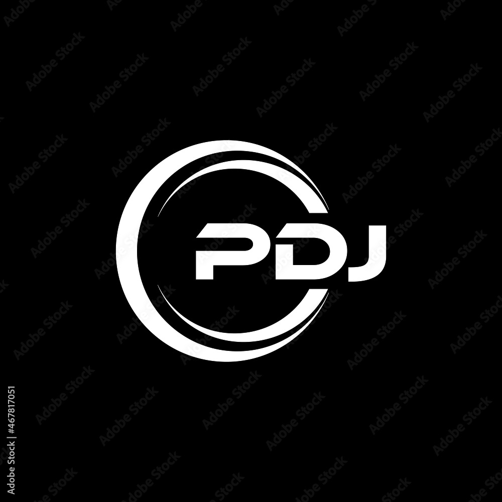 PDJ letter logo design with black background in illustrator, vector ...