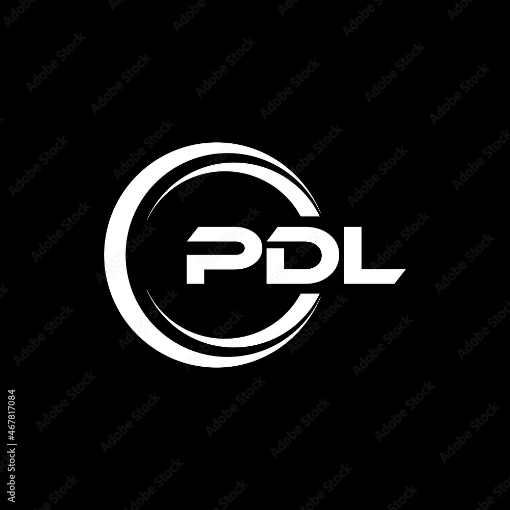 Vettoriale Stock PDL letter logo design with black background in ...