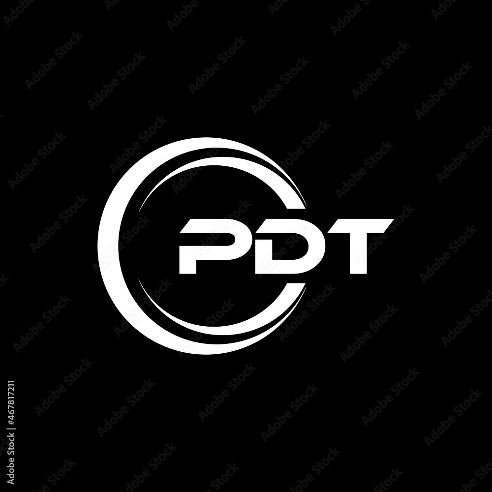 PDT letter logo design with black background in illustrator, vector ...