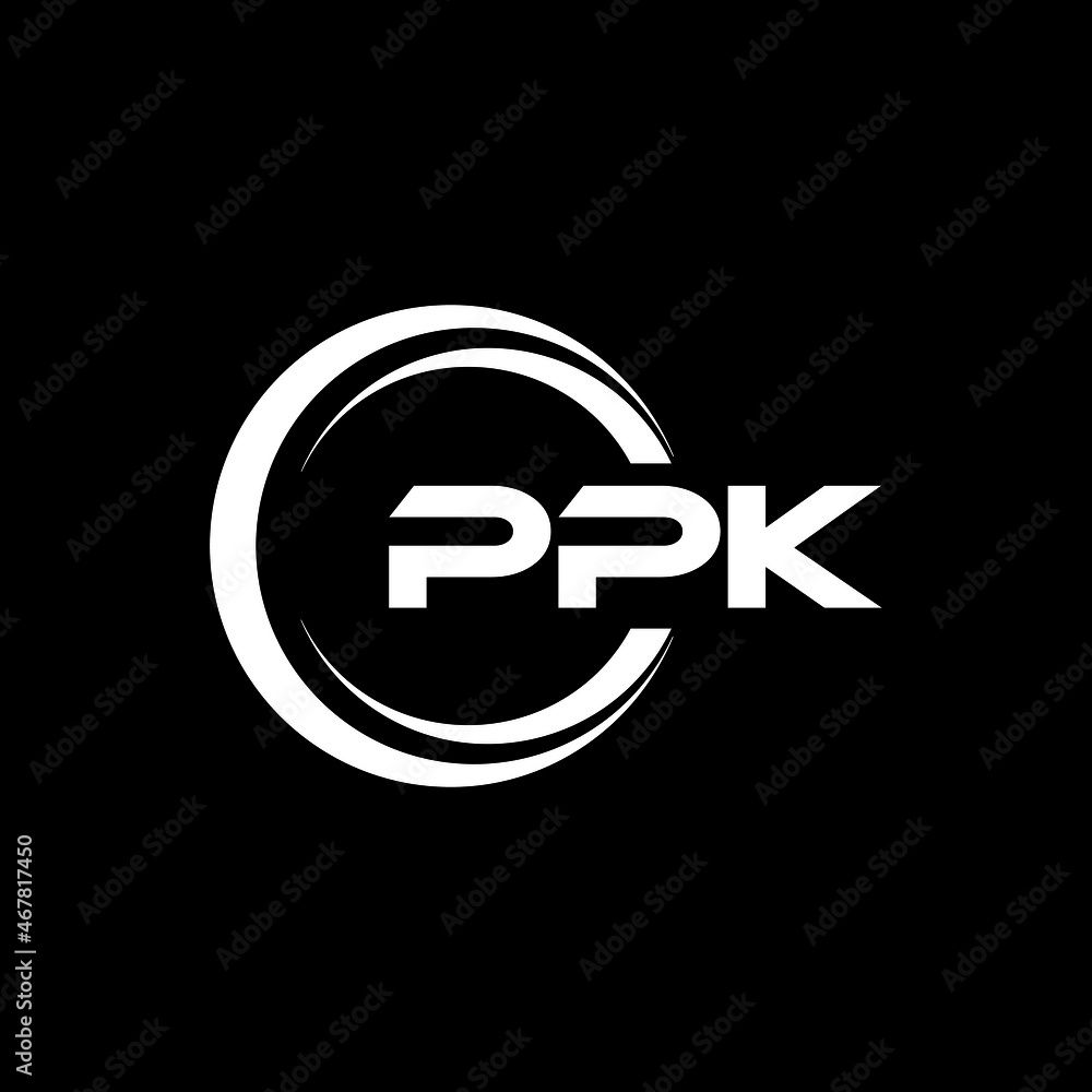 Vecteur Stock PPK letter logo design with black background in ...