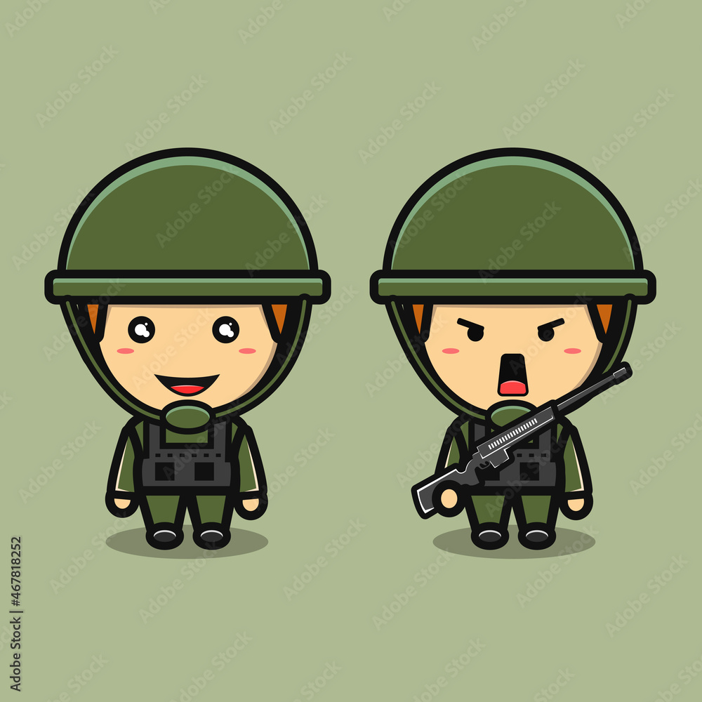 cute army boy cartoon Stock Vector | Adobe Stock