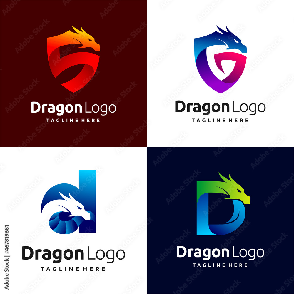 dragon logo with multiple concept Stock Vector | Adobe Stock