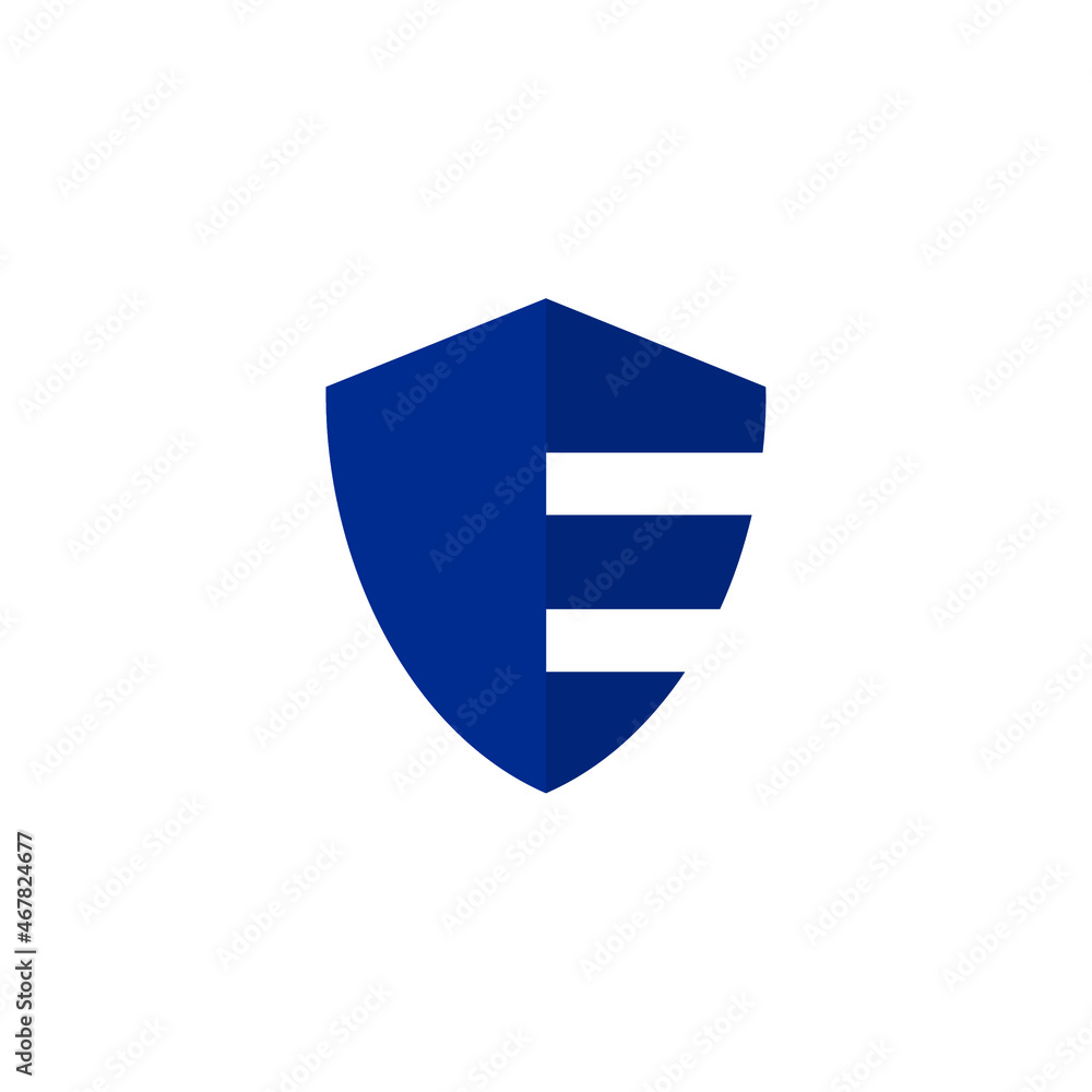 Letter E and Shield Symbol. Logo Design. Vector Illustration. Stock ...