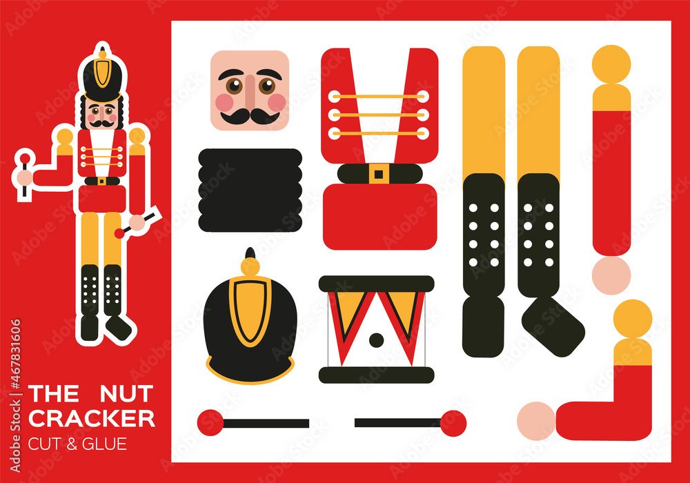 Nutcracker Cut and Glue. Traditional New Year Figurine Nutcracker. DIY ... Nutcracker Cut and Glue. Traditional New Year Figurine Nutcracker. DIY ...