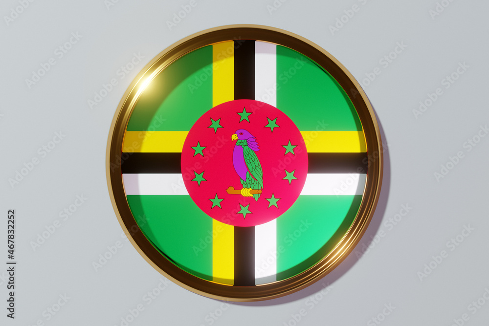 The national flag of Dominica in the form of a round window. Flag in ...