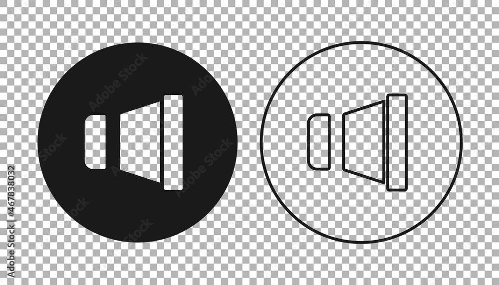 Black Speaker volume, audio voice sound symbol, media music icon ...