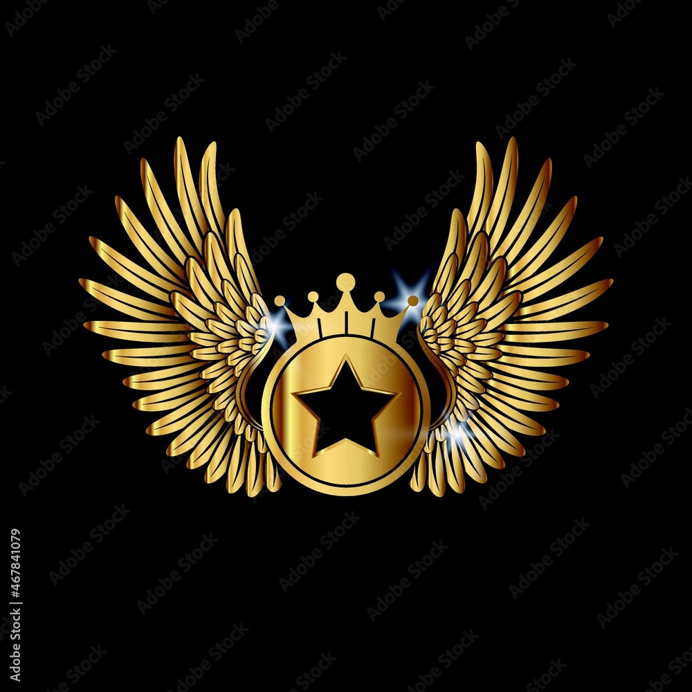 premium gold badge logo design vector template isolated on black ...