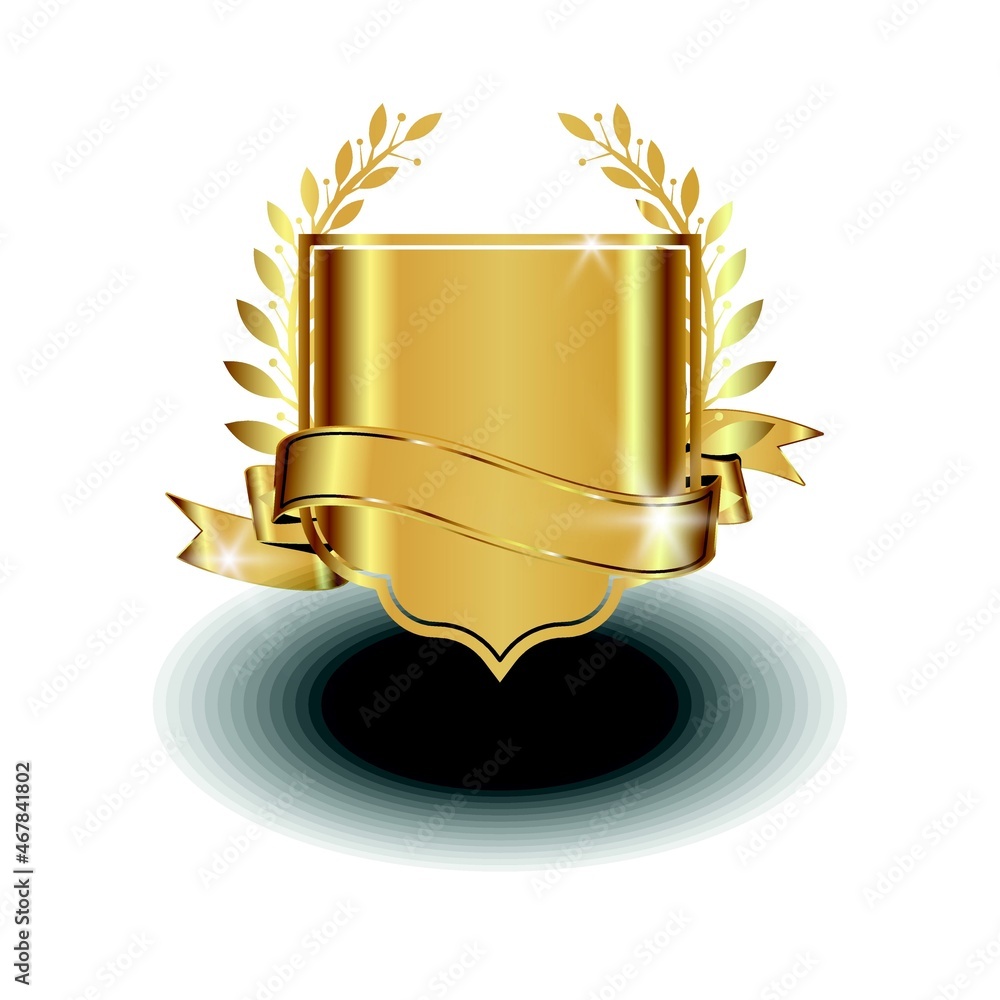 premium gold badge logo design vector template isolated on black ...